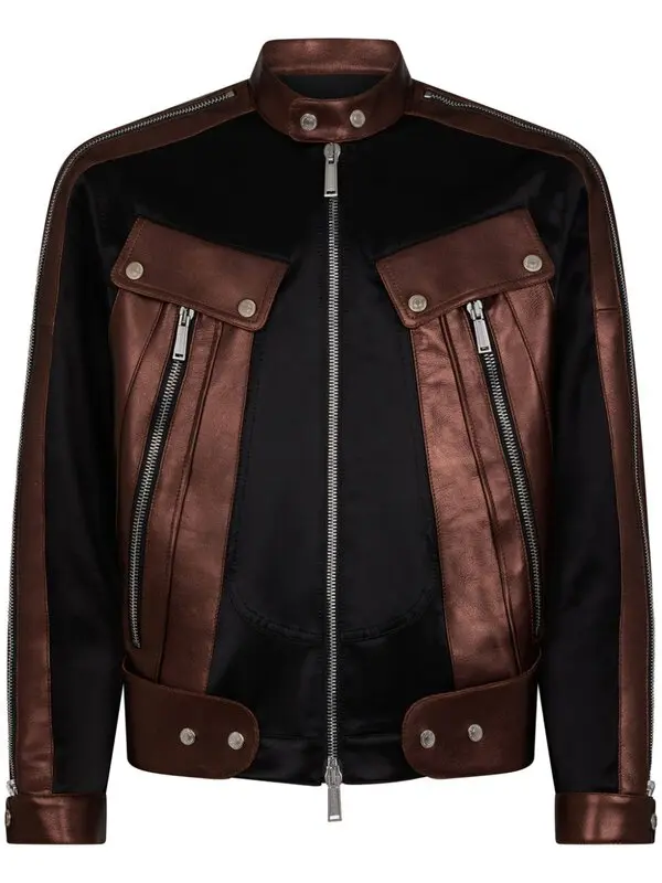 Dsquared2 Metallic Panelled Bomber Jacket - Brown