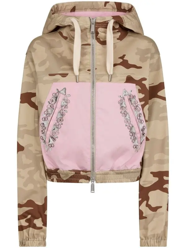 Dsquared2 Camouflage Print Hooded Jacket - Neutrals