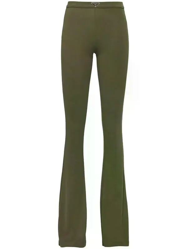 Prada Triangle-logo Flared Trousers - Green