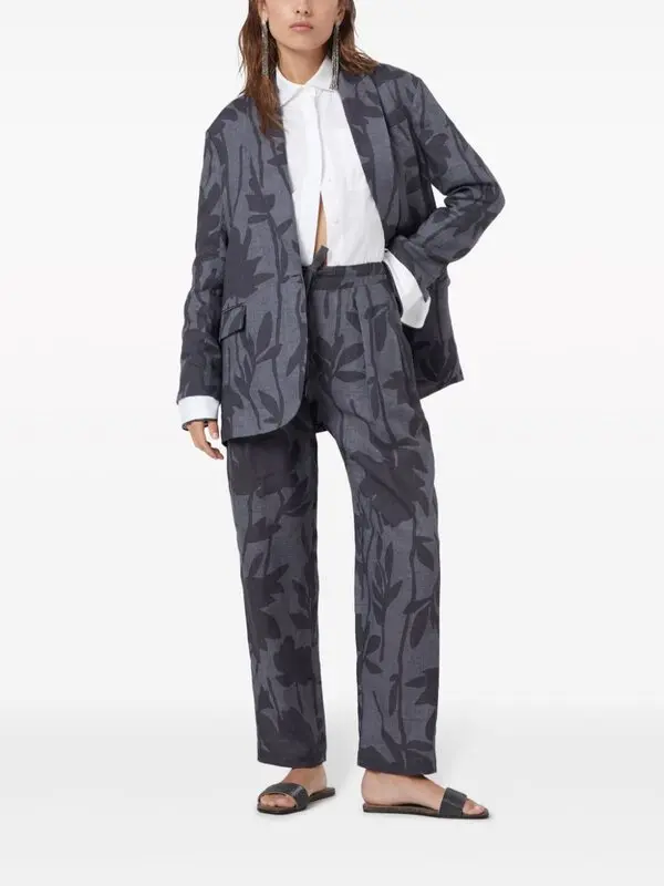 Brunello Cucinelli Linen Leaf Print Blazer