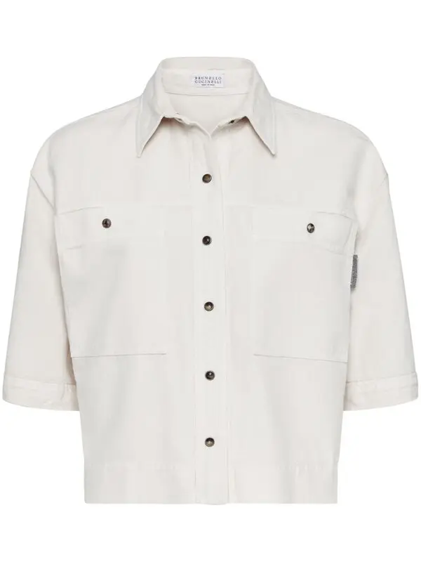 Brunello Cucinelli Short-sleeve Cotton-linen Jacket - White