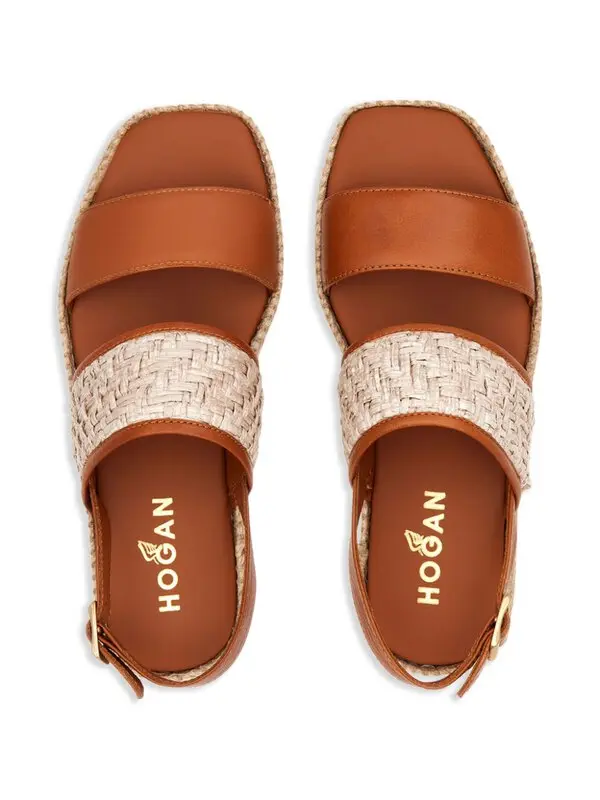 Hogan H660 Woven Raffia Leather Sandals