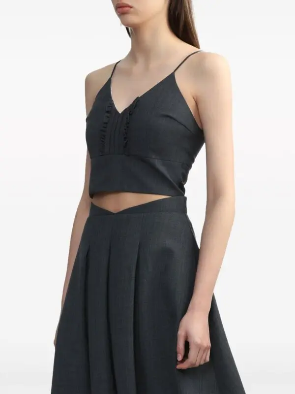 Shushu/Tong V-Neck Crop Top In Grey - 51% Off | Editorialist