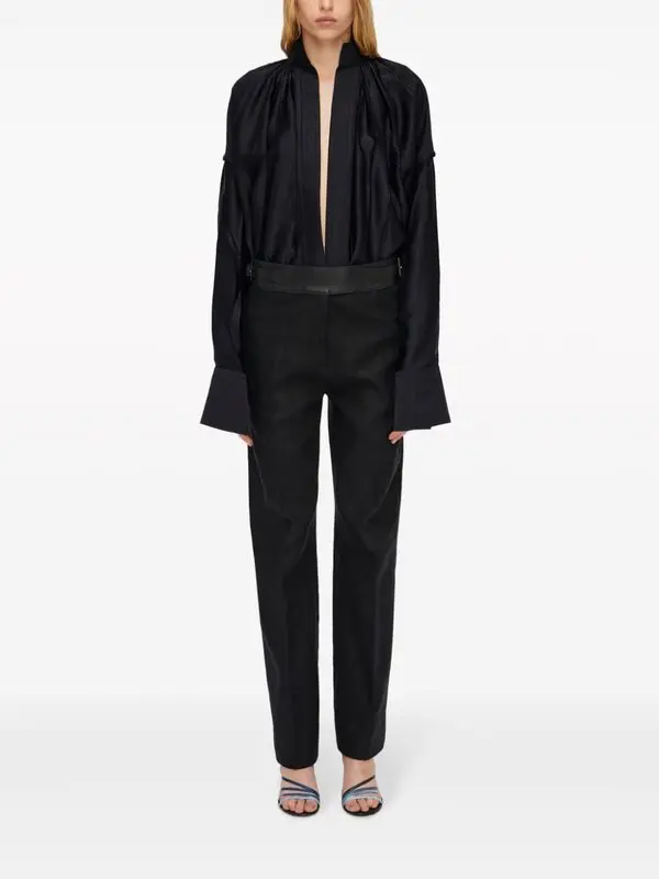 FERRAGAMO Kaftan Crinkle-effect Shirt - Black