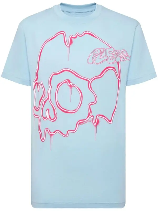 Philipp Plein Dripping Skull Graphic-print T-shirt - Blue