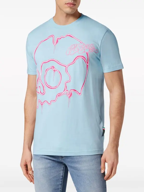 Philipp Plein Dripping Skull Graphic-print T-shirt - Blue