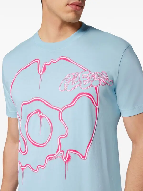 Philipp Plein Dripping Skull Graphic-print T-shirt - Blue