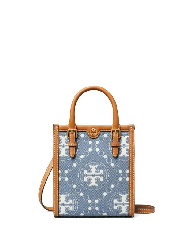 Tory Burch T Monogram Denim Tote Bag