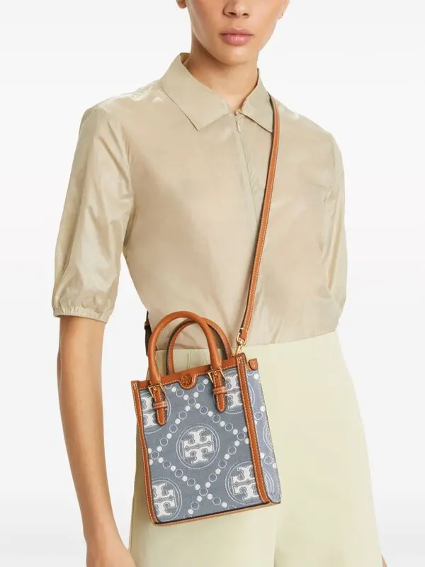 Tory Burch T Monogram Denim Tote Bag