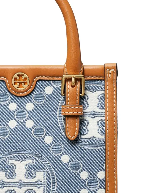 Tory Burch T Monogram Denim Tote Bag