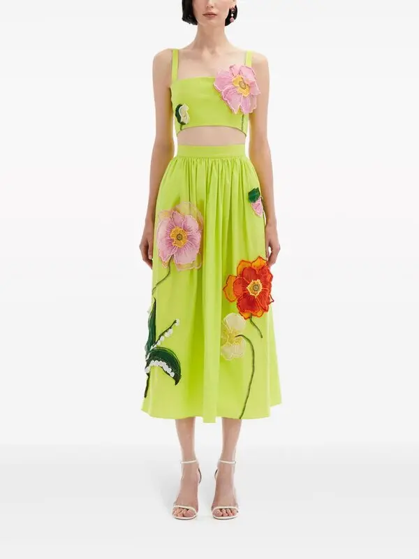 Oscar De La Renta Floral-appliqué Cropped Tank Top