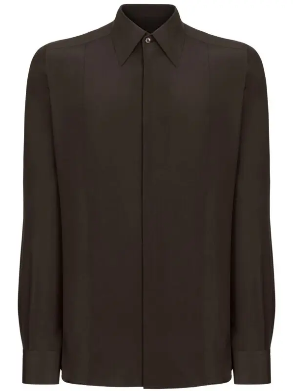 Dolce & Gabbana Long-sleeve Silk Shirt - Brown