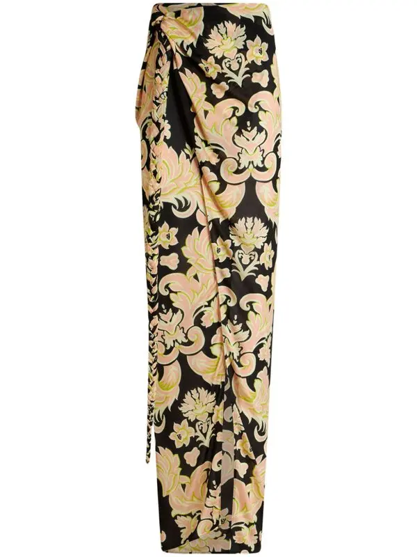 Etro Floral-print Sarong Skirt - Black