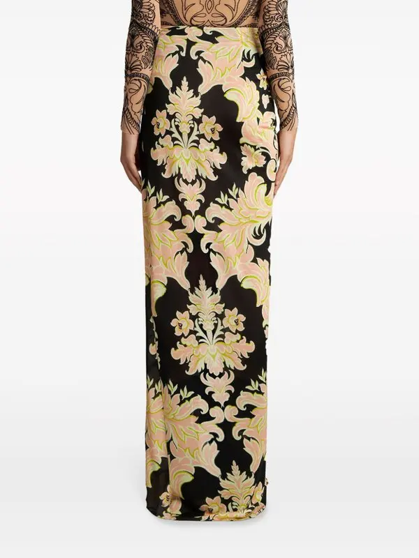 Etro Floral-print Sarong Skirt - Black