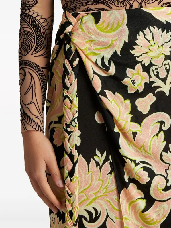 Etro Floral-print Sarong Skirt - Black