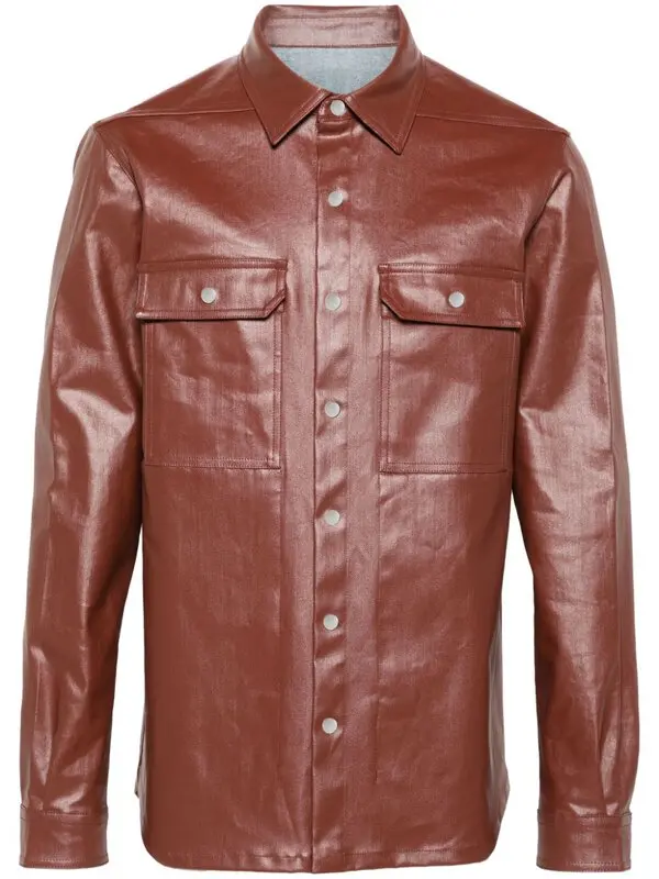 Rick Owens Coated Denim Shirt Jacket - Brown