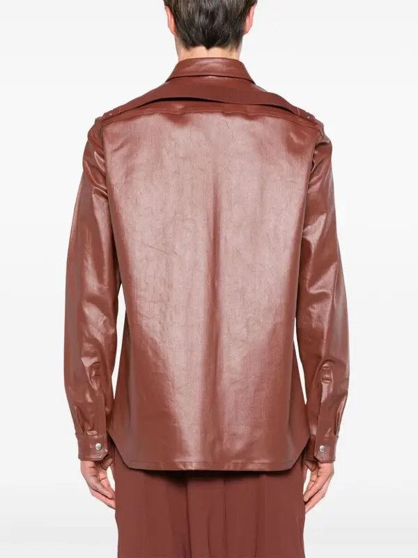 Rick Owens Coated Denim Shirt Jacket - Brown