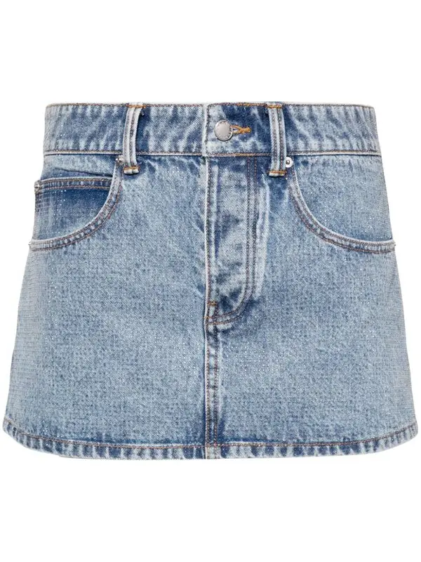 Alexander Wang Crystal-embellished Denim Mini Skirt - Blue