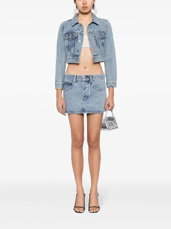Alexander Wang Crystal-embellished Denim Mini Skirt - Blue
