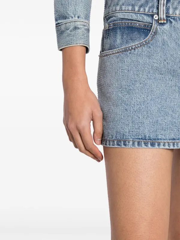 Alexander Wang Crystal-embellished Denim Mini Skirt - Blue