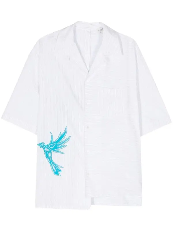 LANVIN Bird-appliqué Pinstriped Shirt