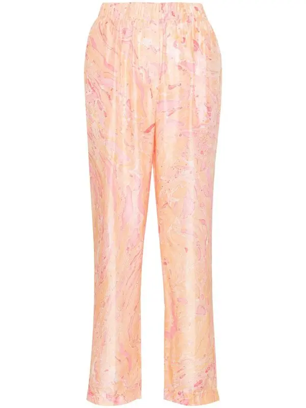 FORTE_FORTE Abstract-print Silk Trousers