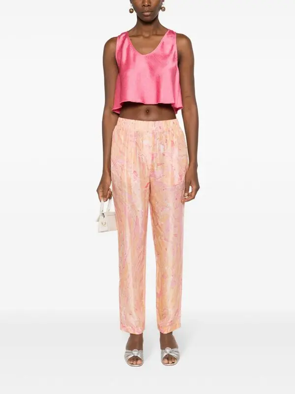 FORTE_FORTE Abstract-print Silk Trousers