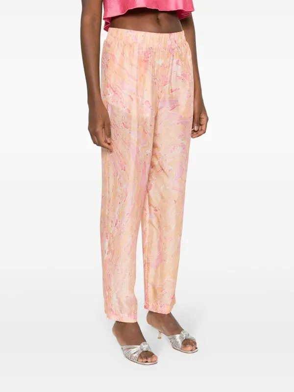 FORTE_FORTE Abstract-print Silk Trousers