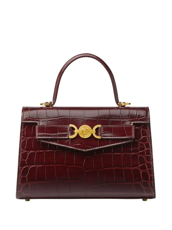 Versace Crocodile-embossed Leather Tote - Brown