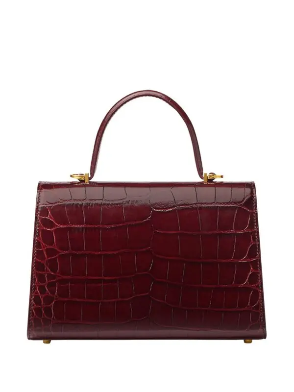 Versace Crocodile-embossed Leather Tote - Brown