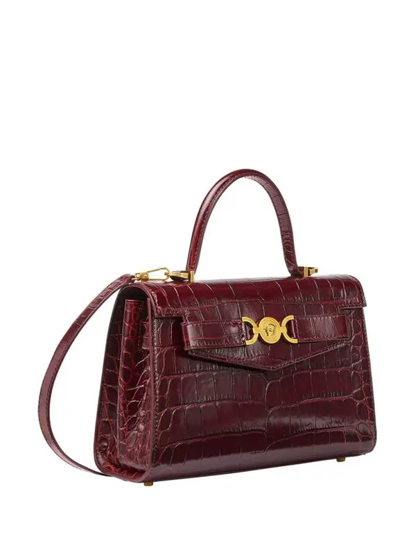 Versace Crocodile-embossed Leather Tote - Brown