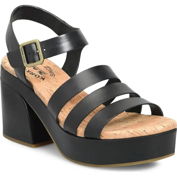 KORK-EASE® Pasha Platform Sandal - Black Leather