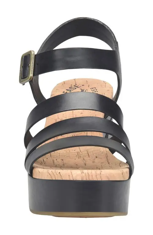KORK-EASE® Pasha Platform Sandal - Black Leather