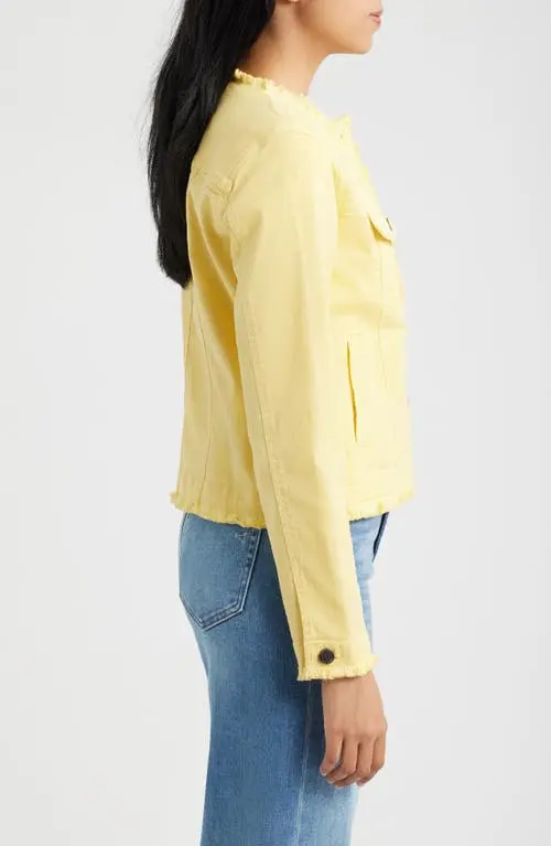 APNY Frayed Collarless Denim Jacket - Popcorn Yellow