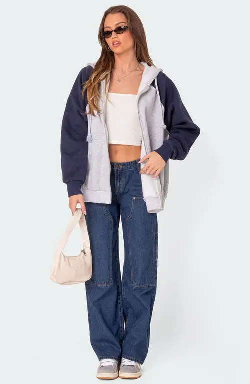 EDIKTED Ayla Low Rise Carpenter Jeans - Blue
