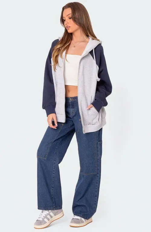 EDIKTED Ayla Low Rise Carpenter Jeans - Blue