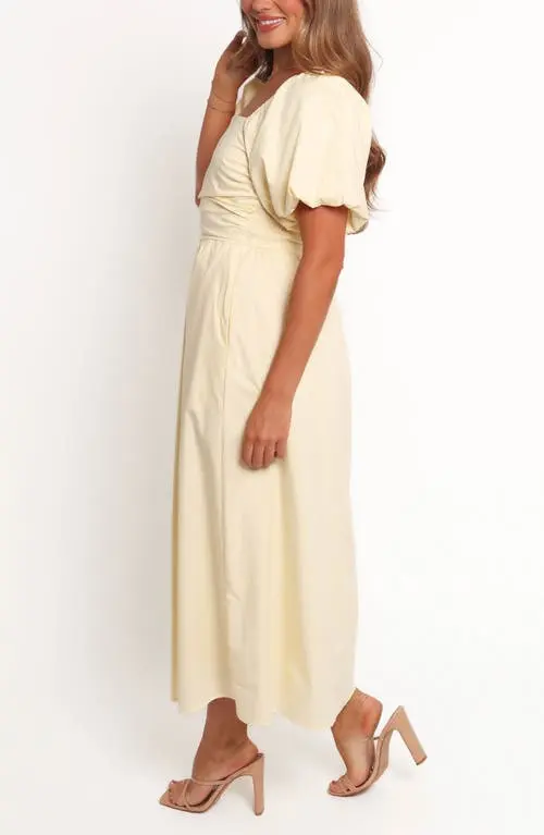 PETAL & PUP Puff Sleeve Midi Dress - Yellow