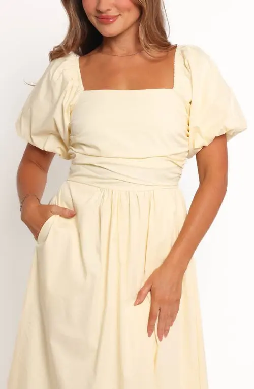 PETAL & PUP Puff Sleeve Midi Dress - Yellow