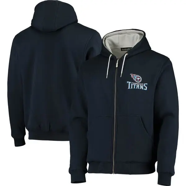 DUNBROOKE Tennessee Titans Craftsman Thermal-lined Full-zip Hoodie - Navy