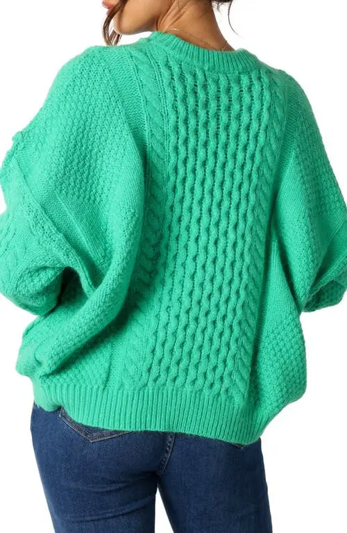 PETAL & PUP Bentley Mixed Stitch Oversized Sweater - Green