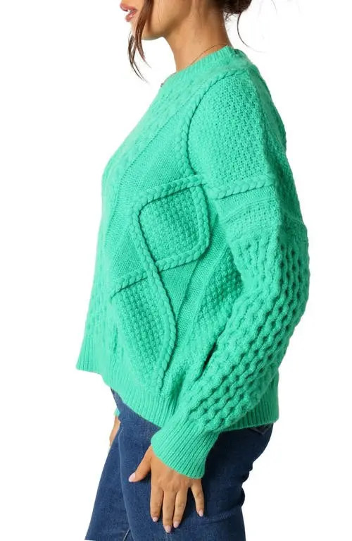 PETAL & PUP Bentley Mixed Stitch Oversized Sweater - Green