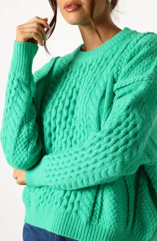 PETAL & PUP Bentley Mixed Stitch Oversized Sweater - Green