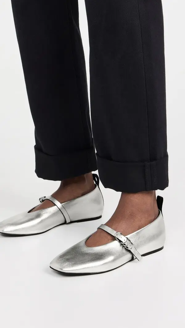 Rag & Bone Spire Mary Jane Flats - Slvr