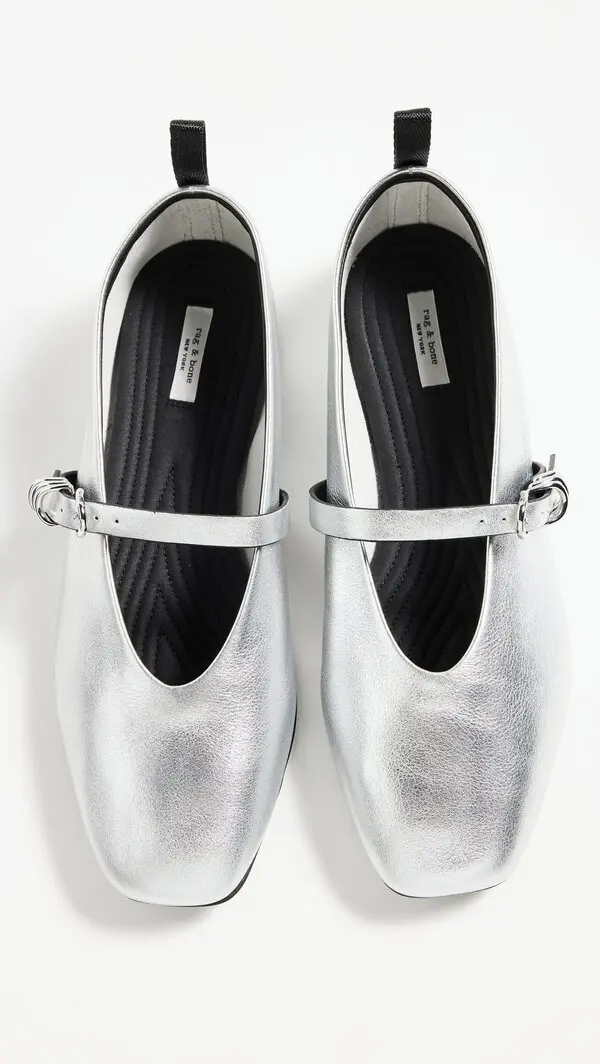 Rag & Bone Spire Mary Jane Flats - Slvr