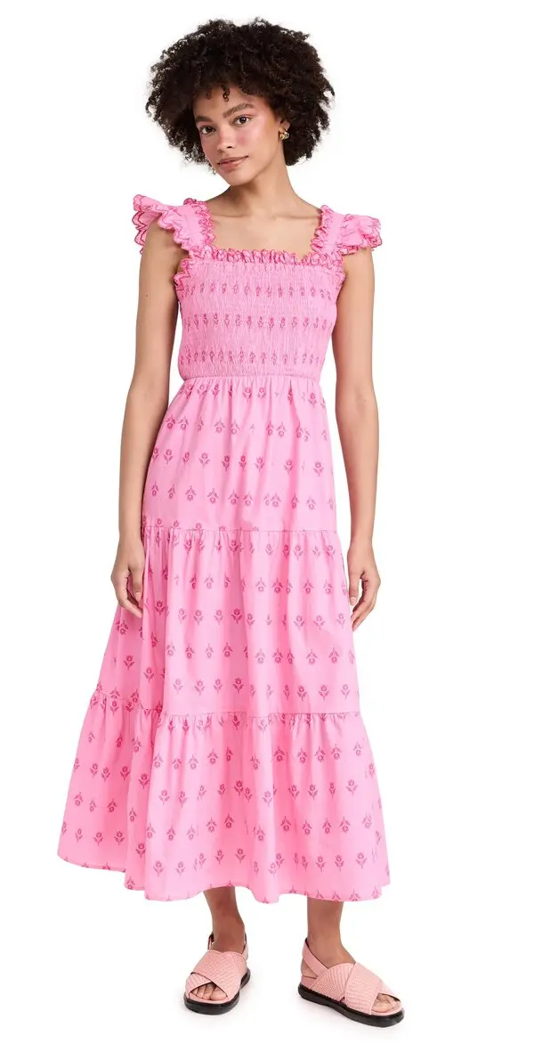 Moon River Smocked Tiered Midi Dress