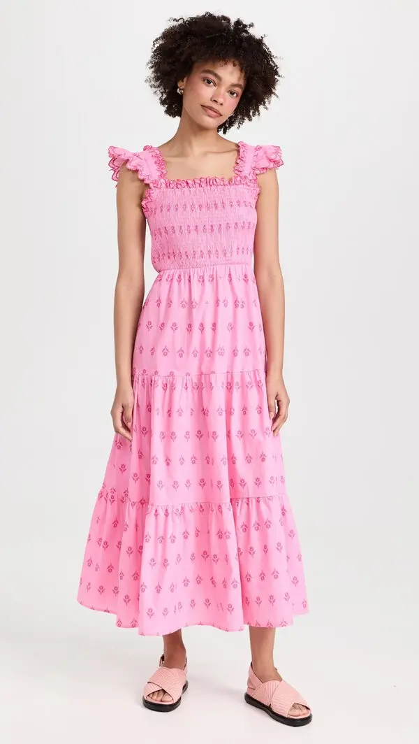 Moon River Smocked Tiered Midi Dress
