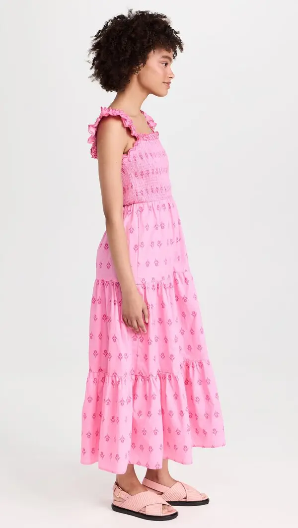 Moon River Smocked Tiered Midi Dress