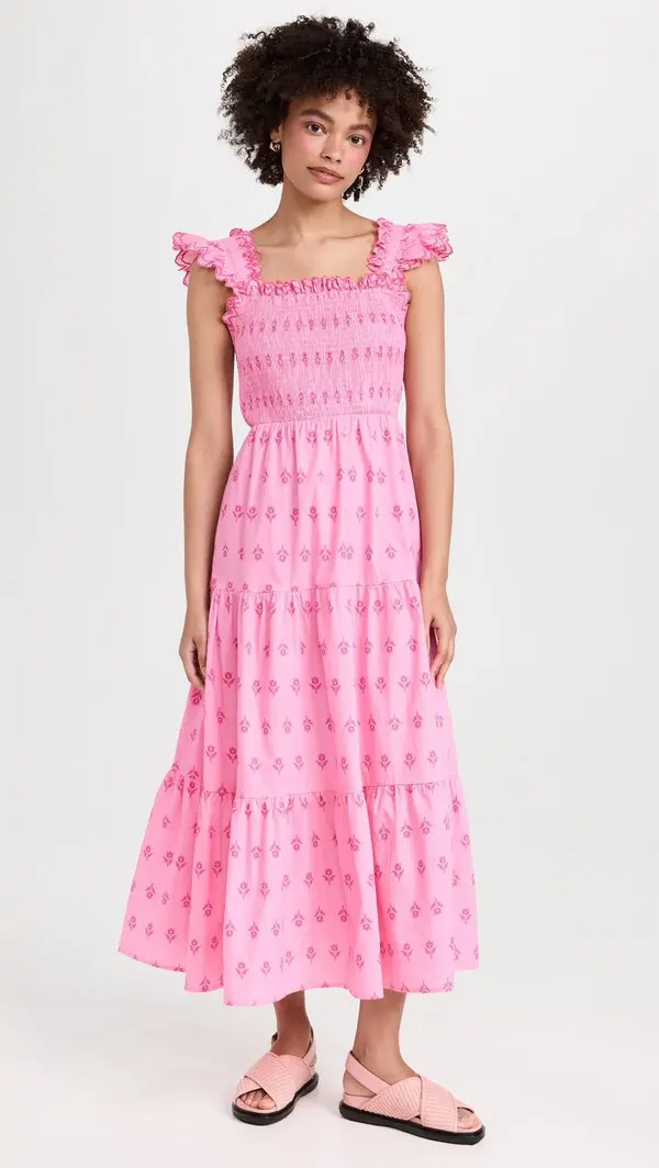 Moon River Smocked Tiered Midi Dress
