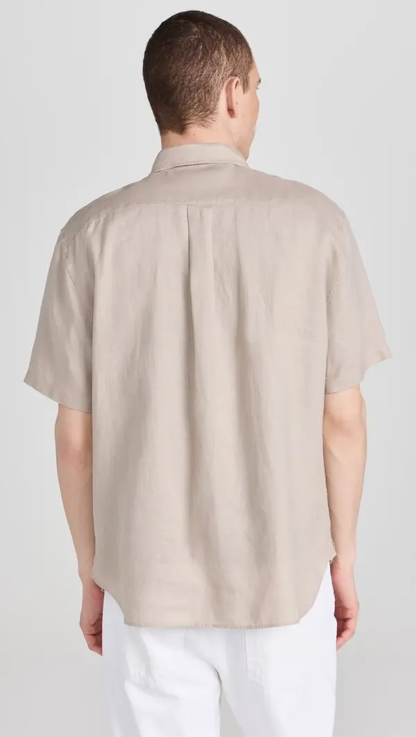 Vince Linen Short Sleeve Shirt - Pumice Rock