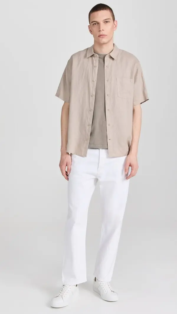 Vince Linen Short Sleeve Shirt - Pumice Rock